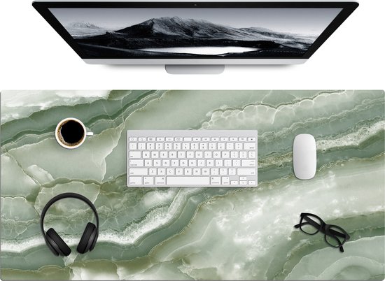 Bureau onderlegger 90x45 cm - Marmer print - Turquoise - Marmer ...