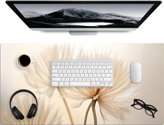 Bureau onderlegger 80x40 cm - Muismat Bloemen - Beige - Natuur ...