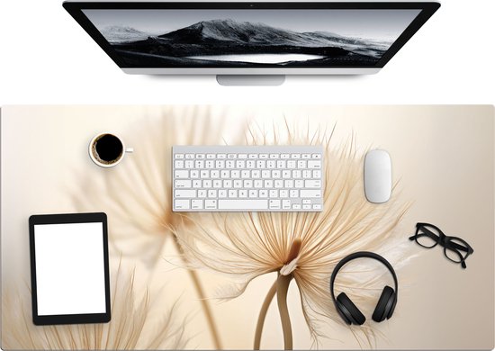 Bureau onderlegger 100x50 cm - Bloemen - Beige - Natuur - Muismat XXL ...