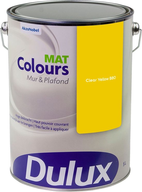 Dulux Colours Mur & Plafond Mat Mix - Clear Yellow B80 - 5 L | bol