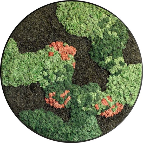 Mosschilderij Lilly - Cirkel 80cm - Kopse zijde zwart | bol