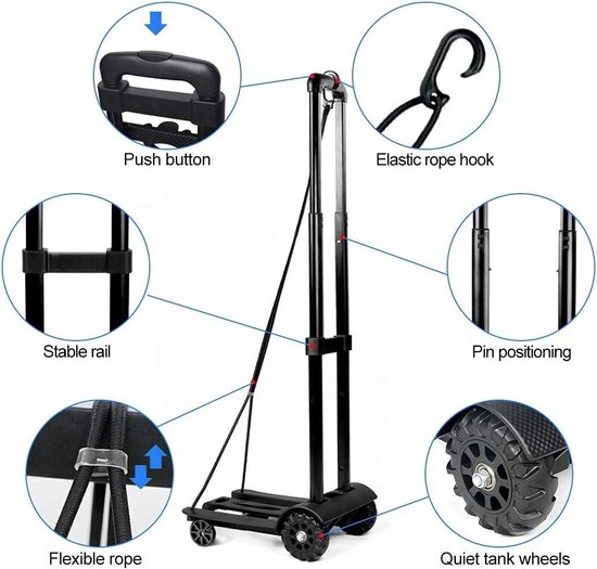 Inklapbare Pejevir Steekwagen - 50 kg draagkracht - Mini-Transportwagen ...