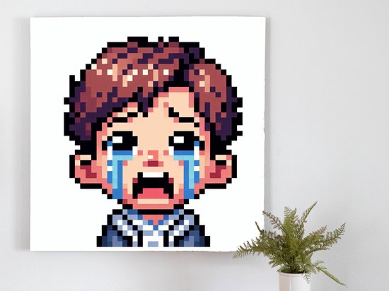 Pixel art huilend kind schilderij | Condensed emotion: Tears of a child ...