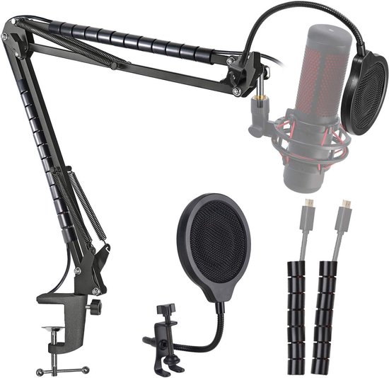QuadCast Boom Arm met Mic Pop Filter - Microfoon Stand - 3 Lagen Mic ...