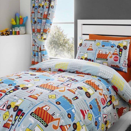 Meisjes Jongens Kids Big Digger Trucks Grijs 66 x 72 Ring Track Pole ...