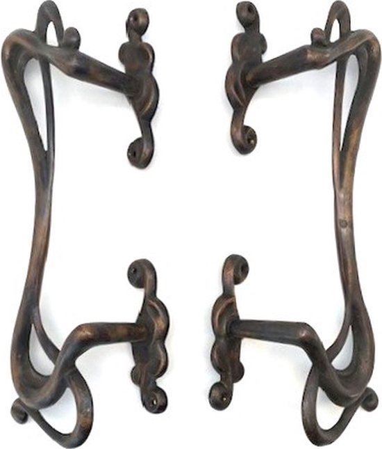 Klapdeur greep Massief Messing antiek Jugendstil 300x90mm (set 2 stuks ...
