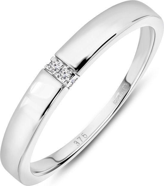 Miore - Ring met Diamanten Dames - 9 Karaat - Kleur Witgoud | bol