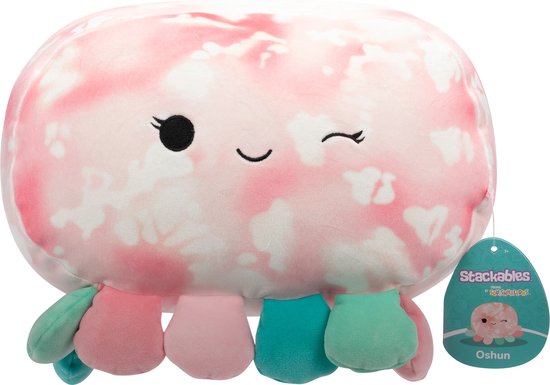 Squishmallows Stackables - Oshun - Pink Tie-Dye Octopus 30cm pluche | bol