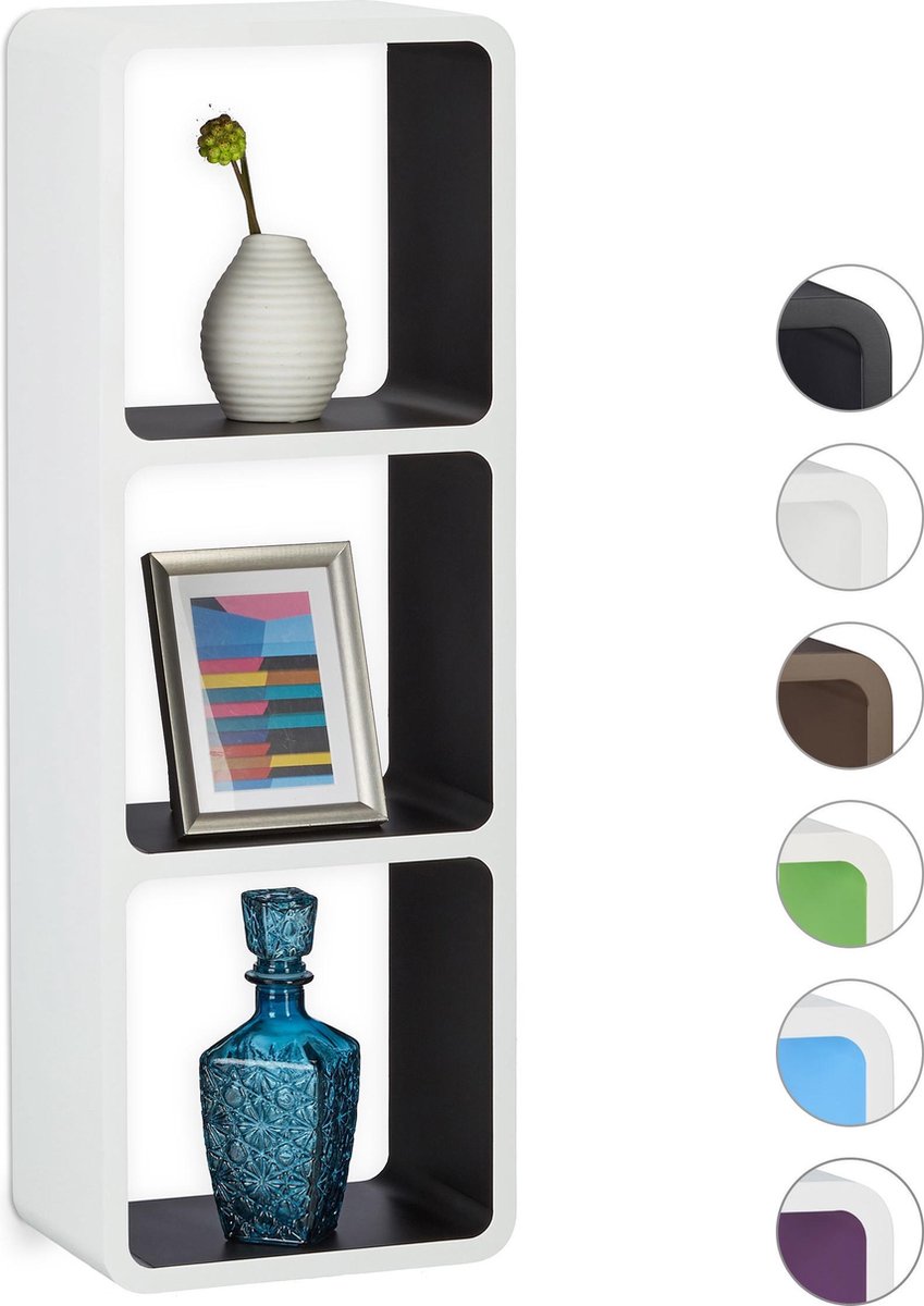 Relaxdays wandbox met 3 vakken - zwevende wandplank 90 cm hoog - blinde ...
