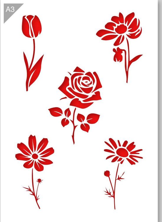 QBIX Bloemen Sjabloon A3 Formaat Kunststof - Tulp is 14,5cm hoog | bol