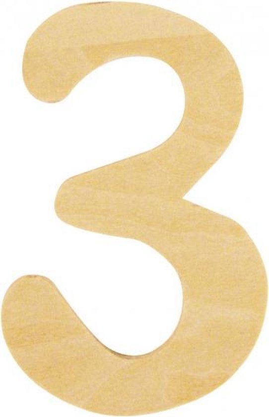 Houten cijfer 3 van 6 cm | bol