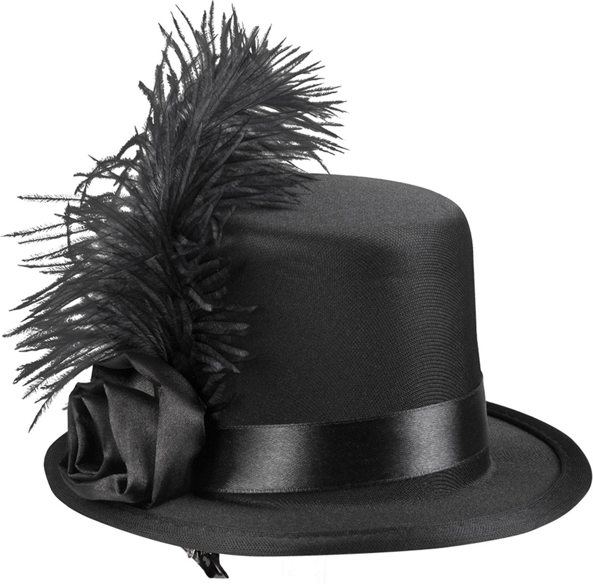 Boland - Zwart mini hoedje met veren voor volwassenen - Hoeden ...