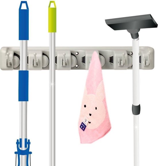 Ophangsysteem tuingereedschap, bezem en dweil, 5 steelklemmen | bol