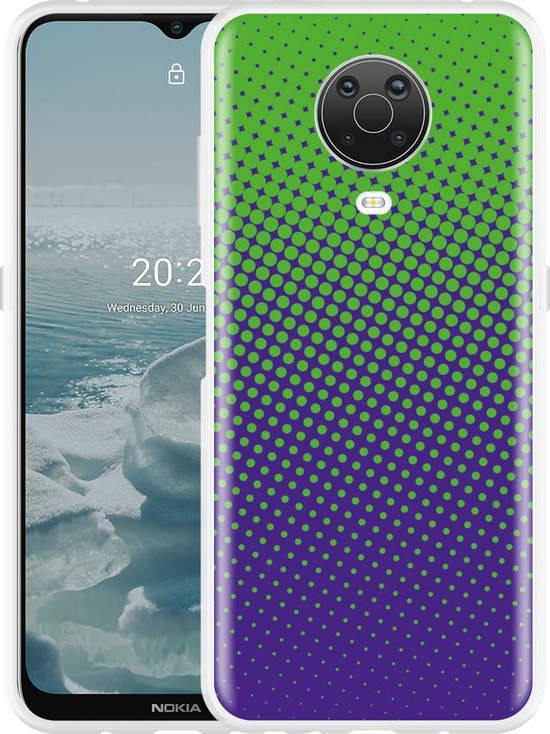 Nokia G20 Hoesje lime paarse cirkels - Designed by Cazy | bol.com