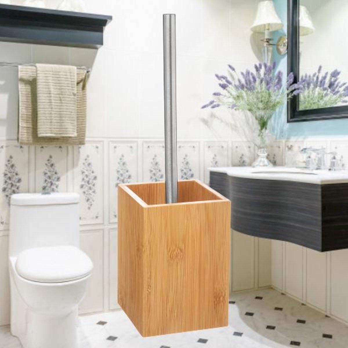 Decopatent® Toiletborstel met houder - Bamboe Hout - WC borstel met ...