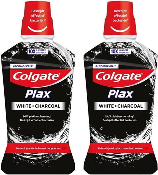 Colgate Plax White + Charcoal Whitening Mondwater Multi Pack - 2 x 500 ...