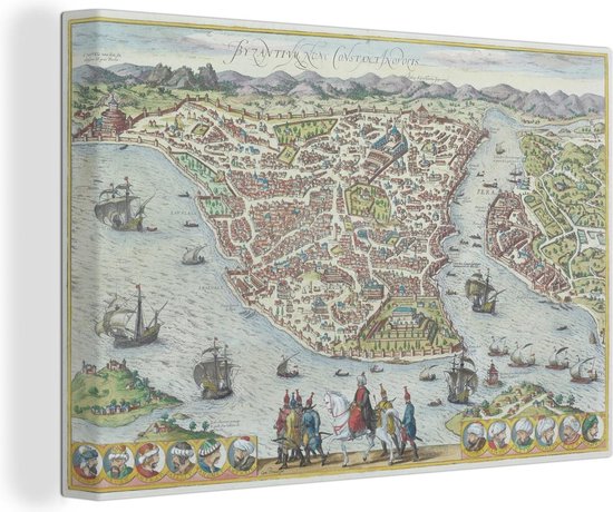 Canvas Schilderij Geschiedenis - Landkaart - Vintage - 90x60 cm ...