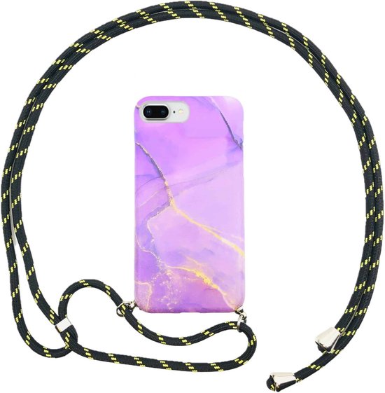 Fonu Marmer Backcase Hoesje Met Koord Iphone 8 Plus 7 Plus Paars