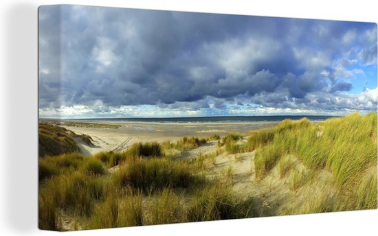 Canvas Schilderij Noordzee - Vlieland - Duinen - 40x20 cm - Wanddecoratie | bol.com