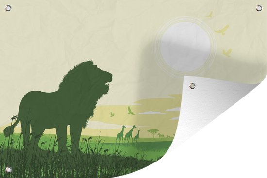 Tuindecoratie Een groene illustratie van een Afrikaanse safari met ...