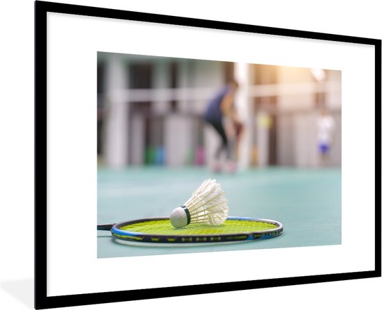 Fotolijst incl. Poster - Een badminton racket met shuttle ligt in een ...