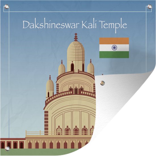 Tuinposters tekening van de Dakshineswar-Kali tempel in Calcutta in ...