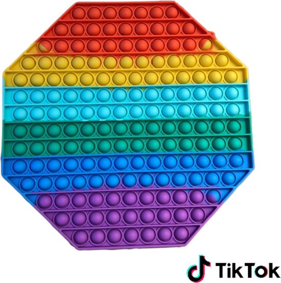 XXL Pop It Fidget Toy - Bekend van TikTok - Hexagon - Rainbow - 30 cm ...