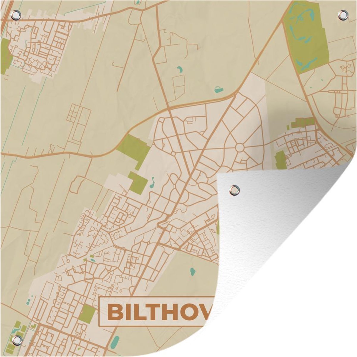 Tuindoek Stadskaart - Bilthoven - Vintage - 100x100 cm - Plattegrond ...