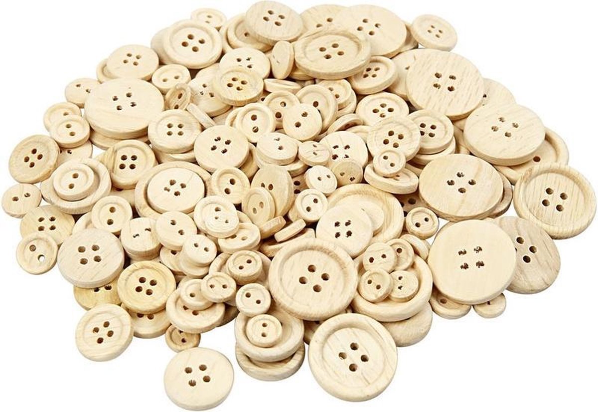 440x Houten hobby knutsel knopen - Ongelakte decoratie knopen 440 stuks ...