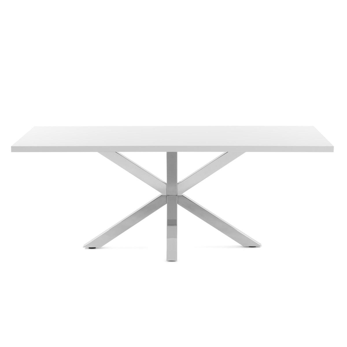 Kave Home - Table Argo 200 cm mélaminé blanc pieds inox | bol.com