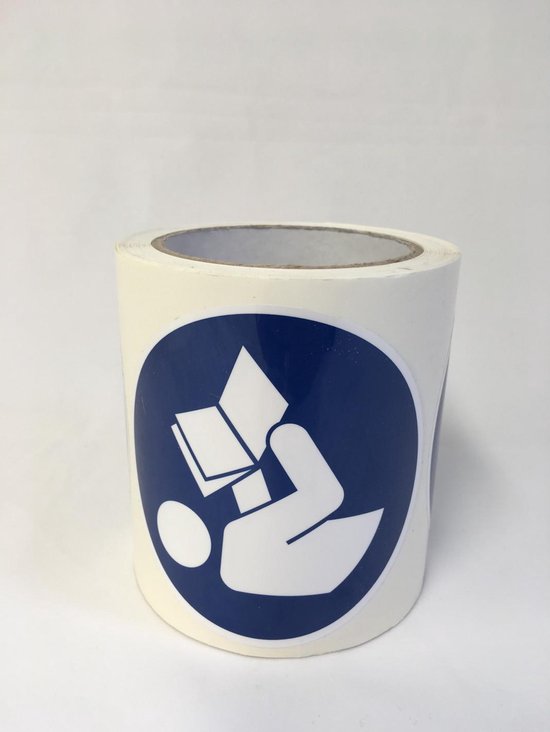 Gebruiksaanwijzing lezen verplicht sticker, 100 per rol, 100 mm, M002 | bol
