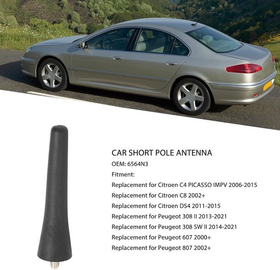 7.5cm Short Pole Antenna 6564N3 for Citroen C4 C8 Ds4 - Oxidation ...