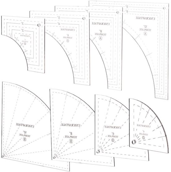 Set van acryl quiltliniaal sjablonen - transparante naai- en ...