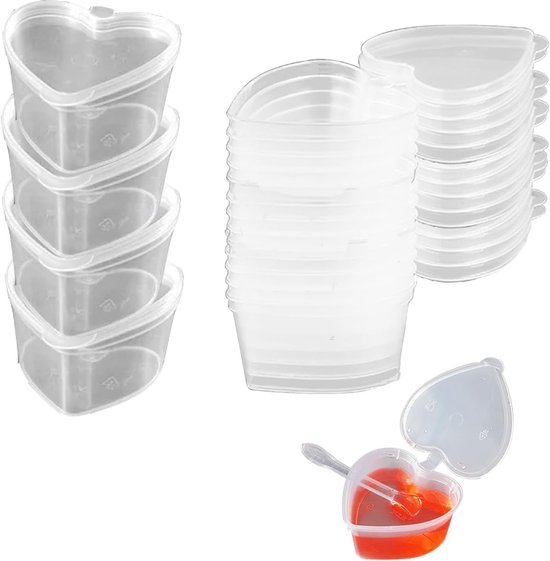 50 Stuks Hartvormige Sausbakjes met Deksel - Perfect voor Snacks en ...