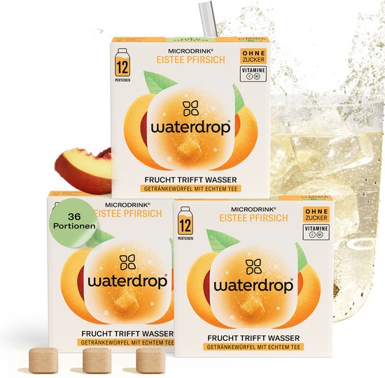 waterdrop® ICE TEA PERZIK - 36 bruistabletten - Suikervrije ijsthee met ...