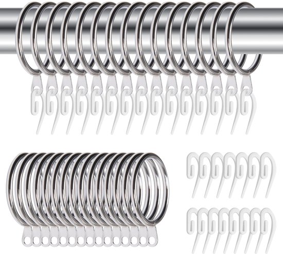 Anneaux de rideaux GGTTNRT avec crochets, 30 anneaux de rideaux en ...