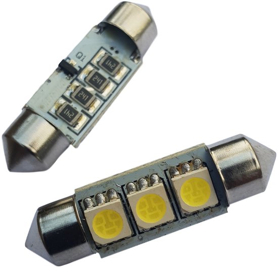 C5W 42mm autolamp 2 stuks | LED festoon | 3-SMD daglichtwit 6000K | CAN-BUS | 12 Volt DC | bol