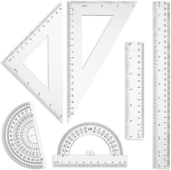 Math set 6 pieces clear ruler geometry set including protractor ...