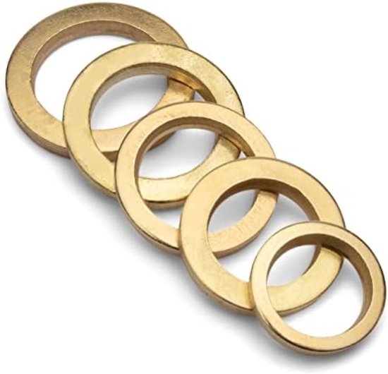 PolkaHome 100 stuks sluitringen assortiment Ø 9/10/11/12/13 mm messing ...