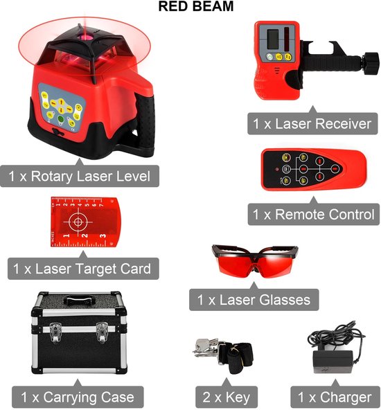 Kruislijnlaser - Laser - Waterpas - Lijnlaser - 360° Draaibare Laser ...