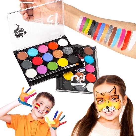 Face Painting Set 15 Colours Body Painting Kit with Brushes for ...