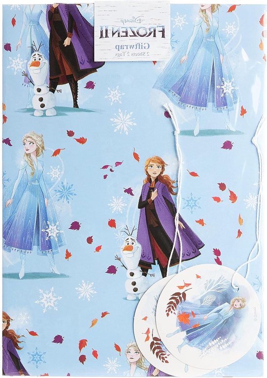 Frozen Wrapping Paper for Birthday Girls - 2 Sheets and 2 Labels ...