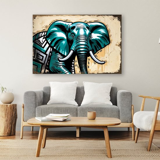 Expressieve olifant met patronen - Olifant muurdecoratie - Poster dier ...