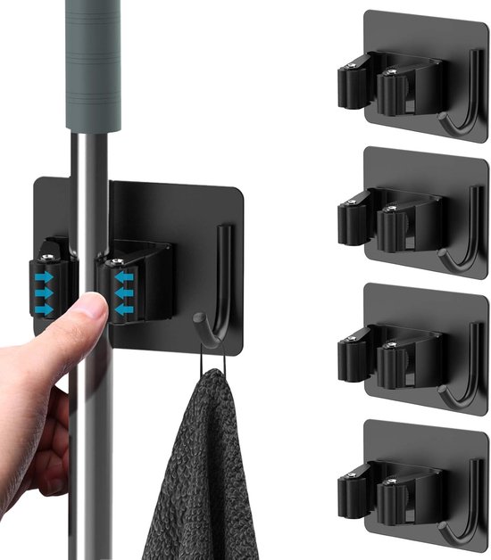 4-pack - zelfklevend bezemhouder - bezem ophangsysteem - boorvrije ...