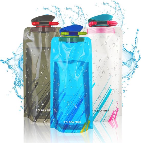 Opvouwbare waterflessen set - Flexibele herbruikbare drinkflessen voor ...
