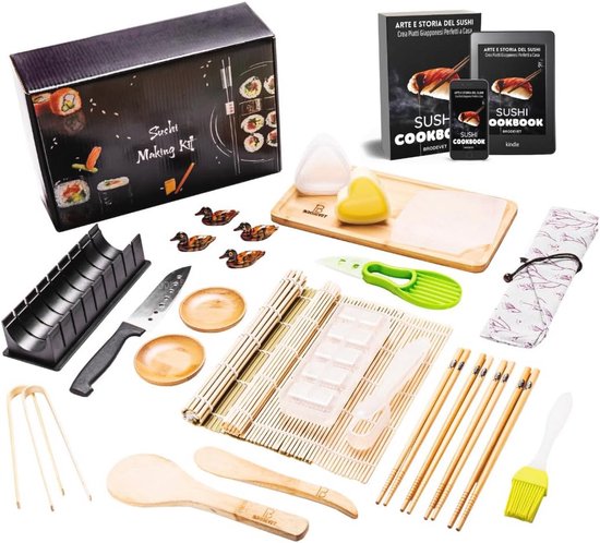 Complete 28-delige sushi-kit voor beginners met handleiding en ...