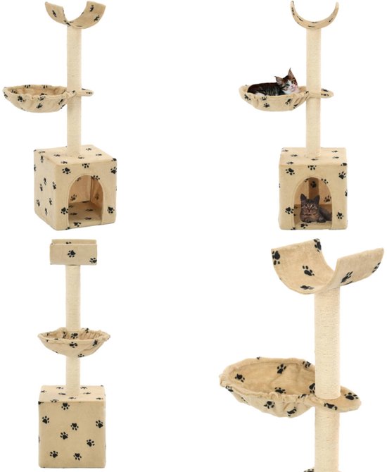 vidaXL Kattenkrabpaal met sisal krabpalen 105 cm pootafdrukken beige ...