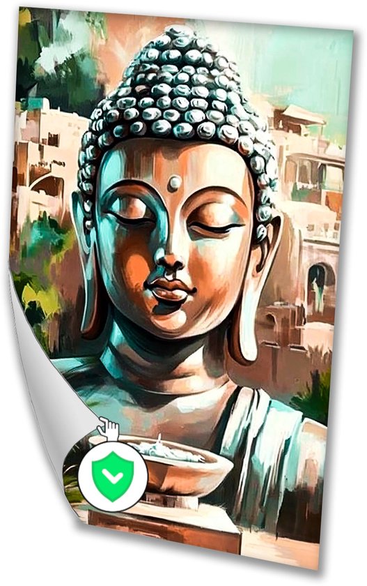 Serene Boeddha in rustgevend landschap - Boeddha poster - Muurdecoratie ...