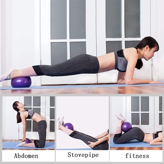 Pilatesbal en yoga klein met opblaasbare rietjes (blauw roze paars ...