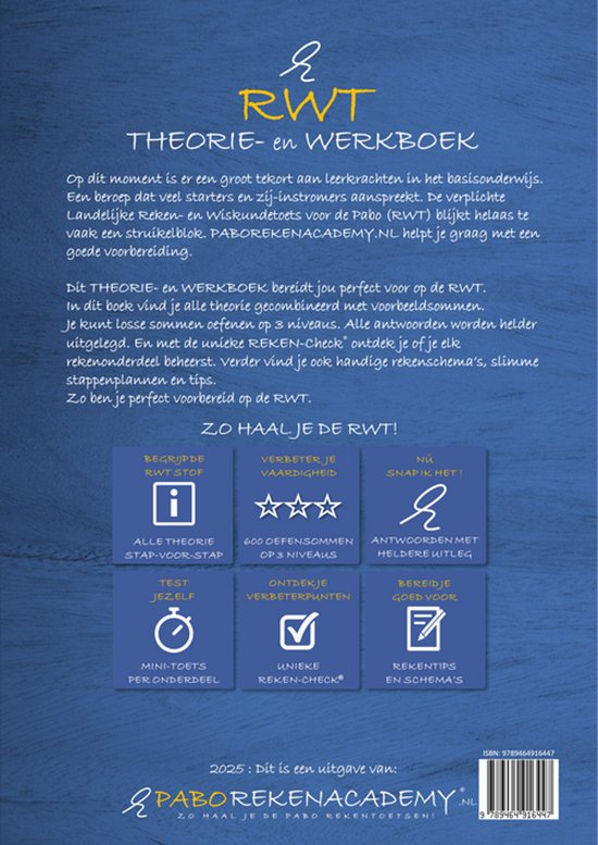 RWT-PABO Theorie en Werkboek | JAAR 1 Pabo | Landelijke Reken- en ...